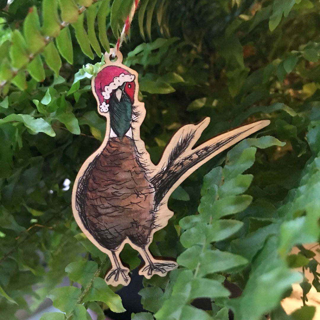 Christmas PHEASANT WOODEN Xmas Decoration Catherine Redgate Scottish ...