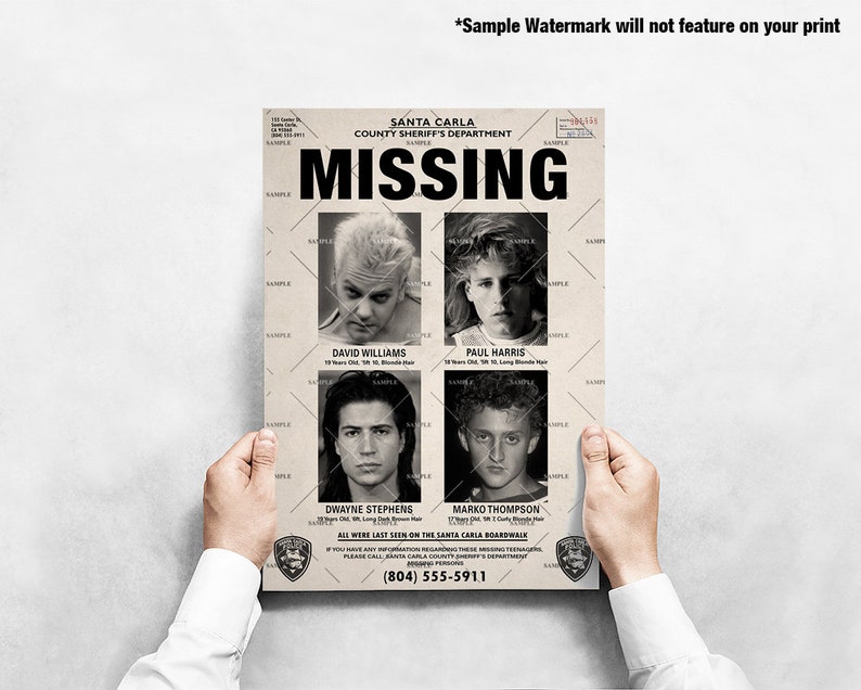 The Lost Boys Missing Poster Santa Carla Police | Etsy