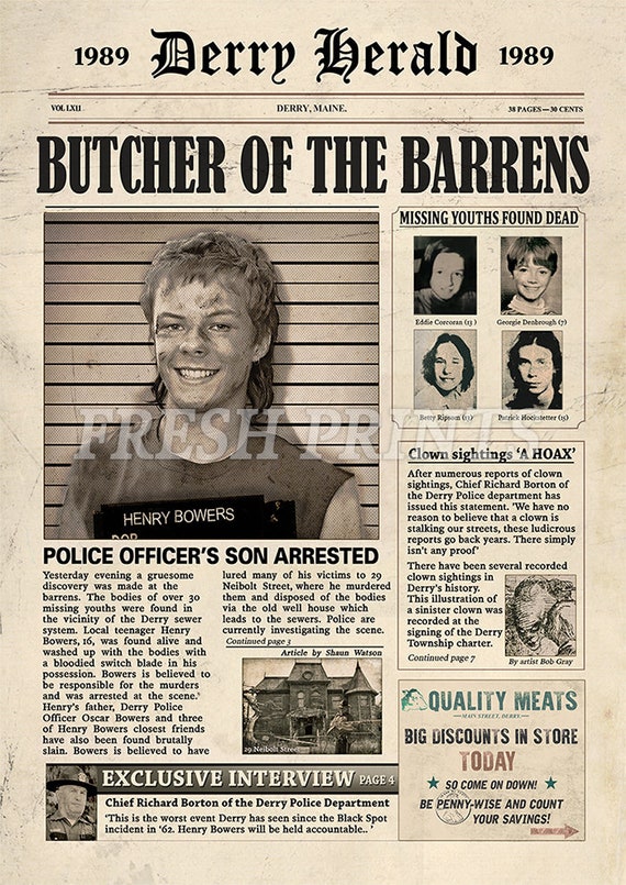 Derry Herald Mock Newspaper Print IT MOVIE PENNYWISE | Etsy Singapore