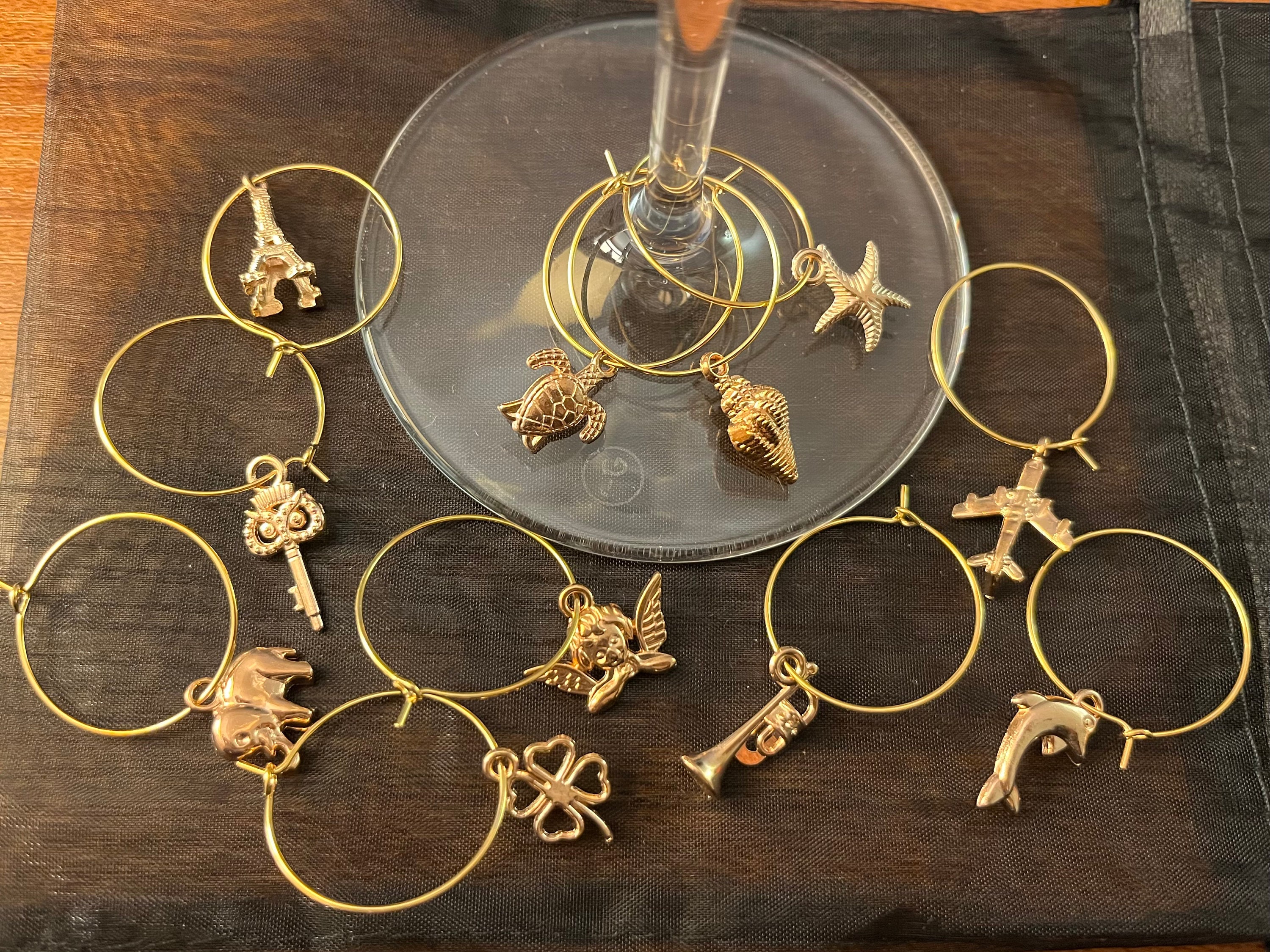 Wine Glass Charm Set: Silver & Gold Tone Wine Charms, Party Favors - Etsy