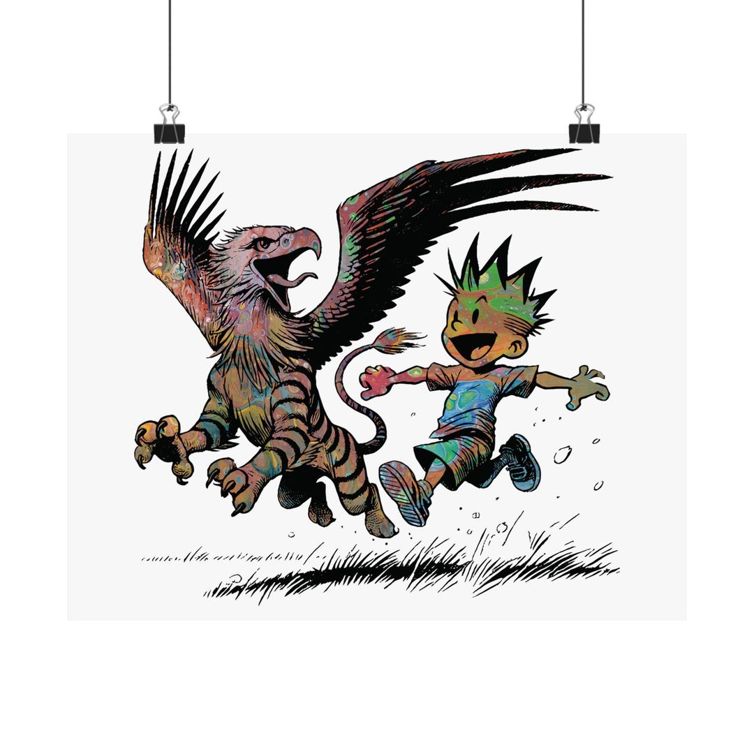 A Boy and His Griffin calvin and Hobbes Style Matte Horizontal Posters ...