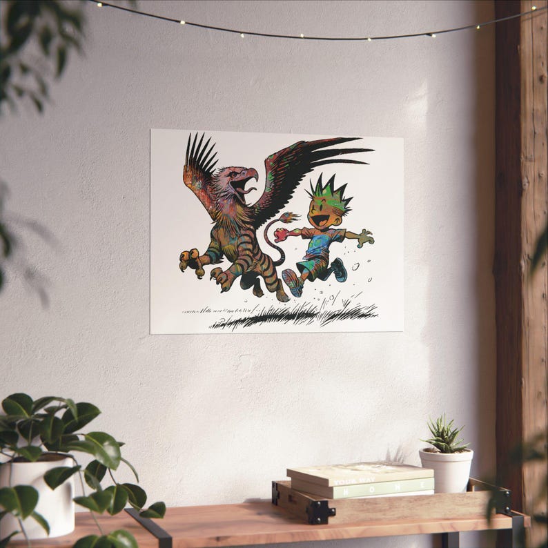 A Boy and His Griffin calvin and Hobbes Style Matte Horizontal Posters ...