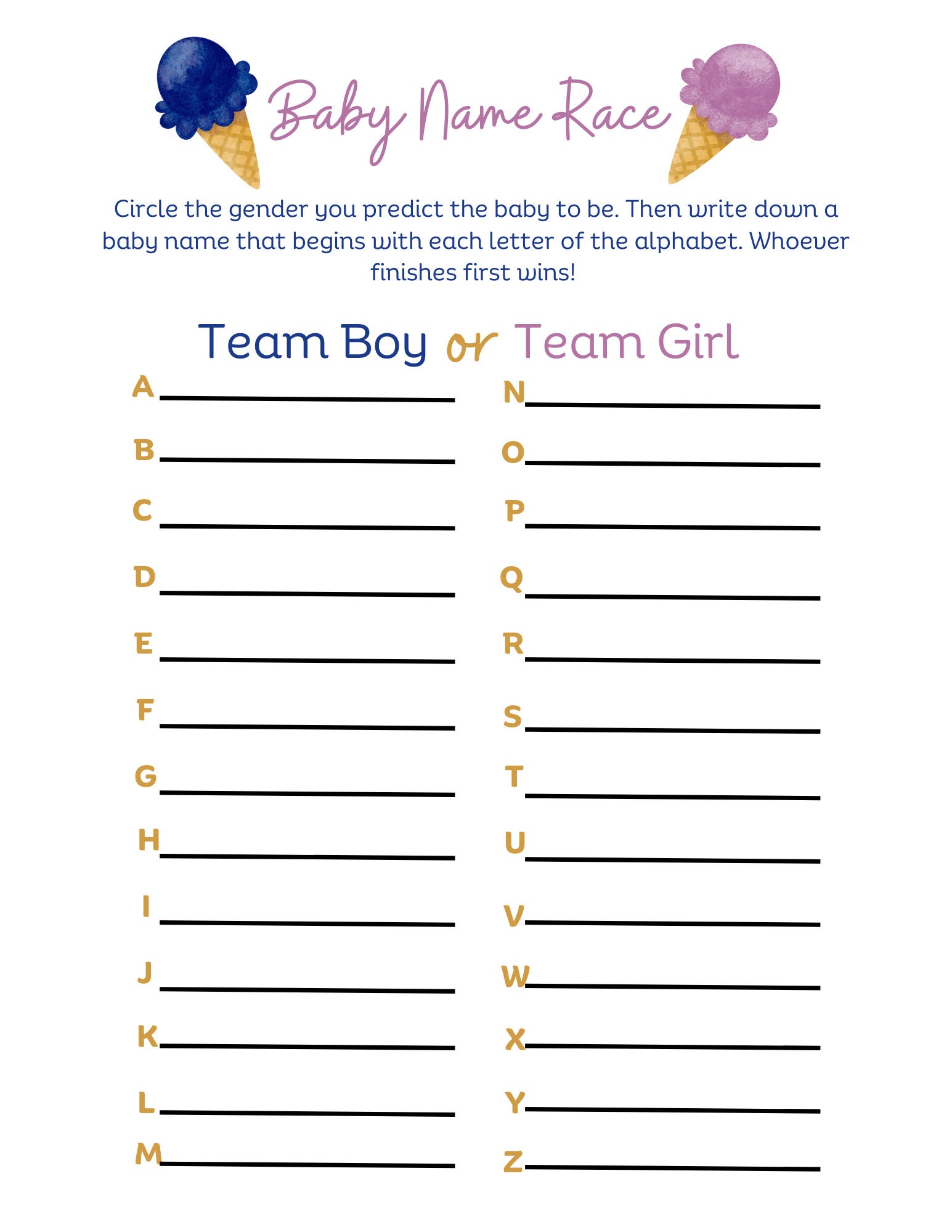 What's the Scoop Gender Reveal Games, Ice Cream Gender Reveal Games ...