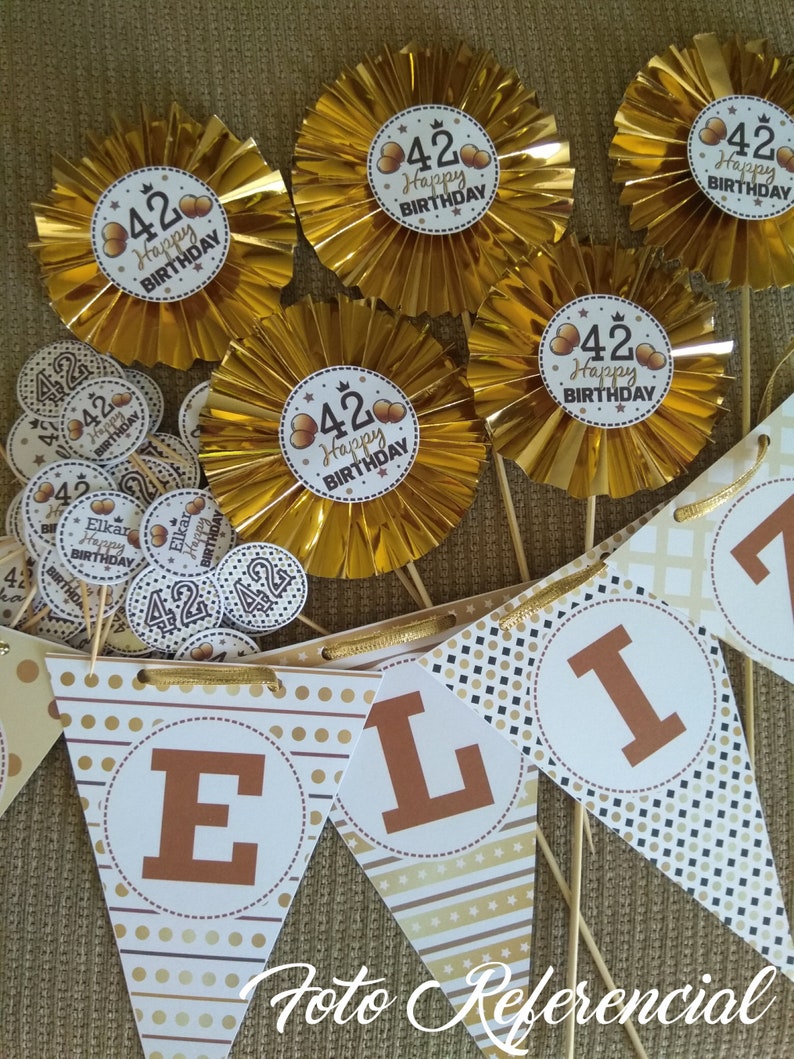 Happy Birthday Banderin and Toppers - Etsy