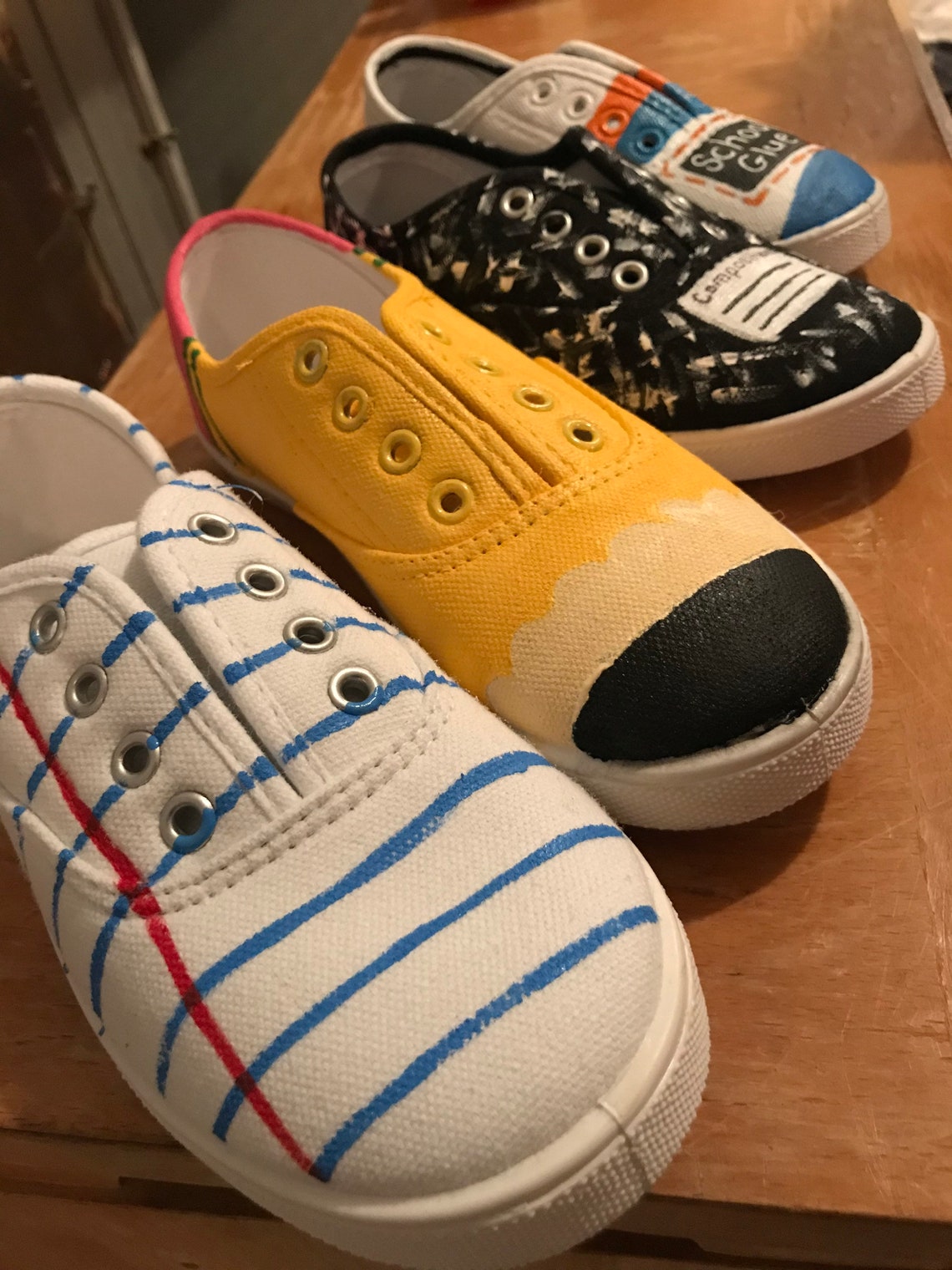 Hand Painted Pencil and Composition Book Shoes, or Crayons - Etsy