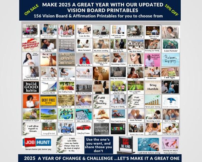 Vision Board Printables and Affirmations for 2025 and Beyond - Etsy