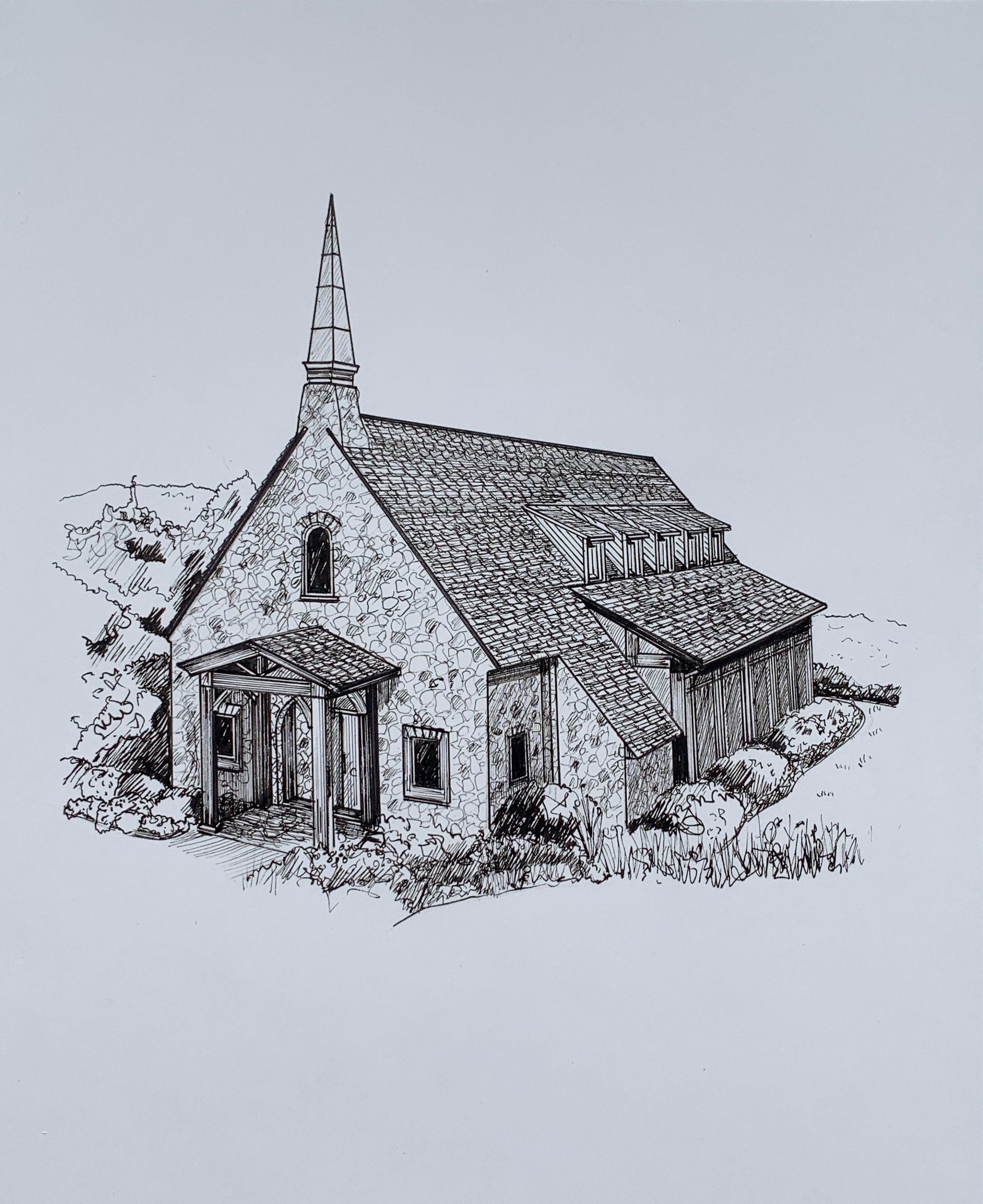 Custom Pen and Ink Church Drawing Gift for anniversary a - Etsy.de
