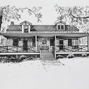 Custom Pen and Ink Home Drawing (gifts for New Homeowners, Childhood ...