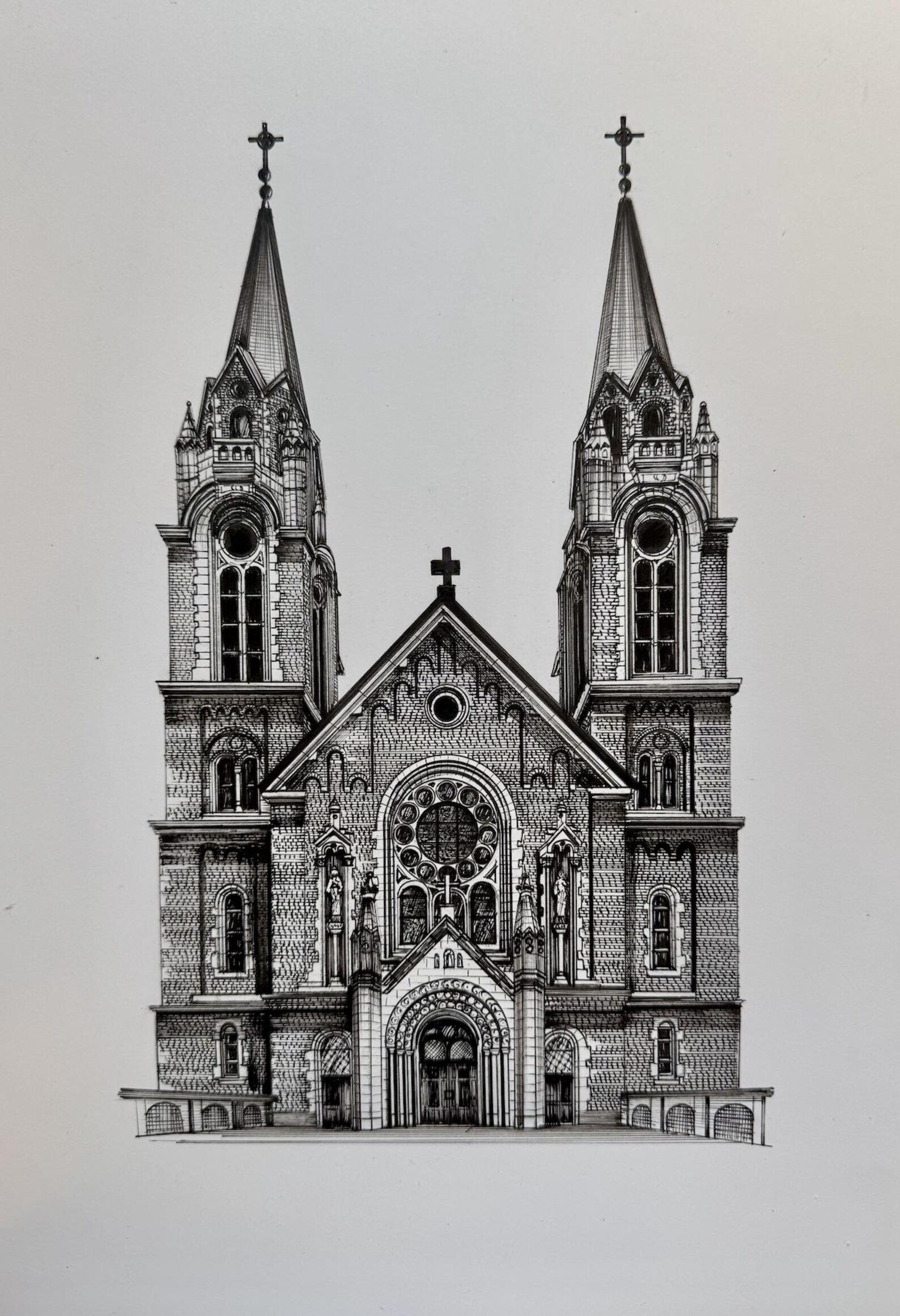 Custom Pen and Ink Church Drawing (gift for Anniversary, a Special Day ...
