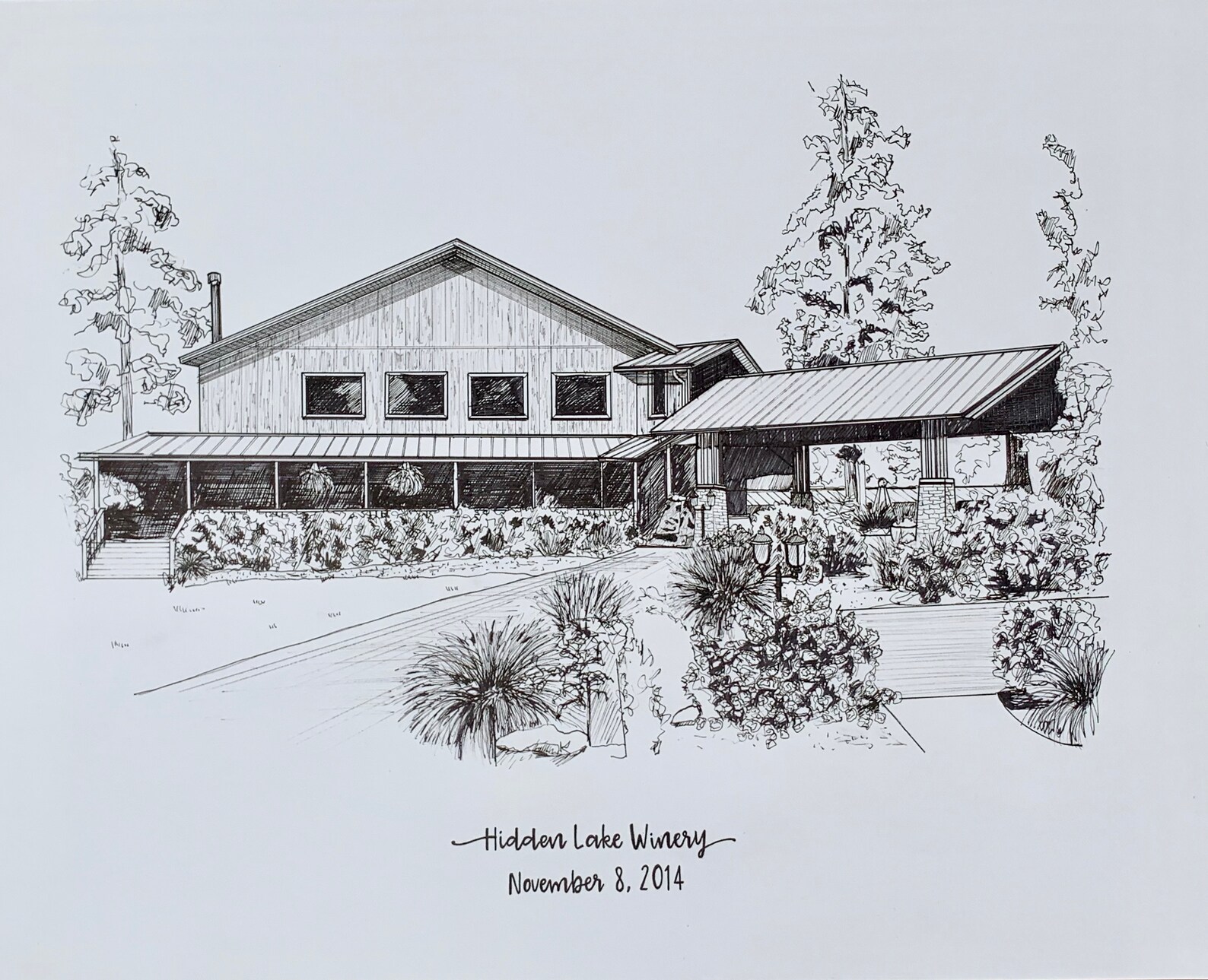 Custom pen and ink church drawing gift for anniversary your | Etsy