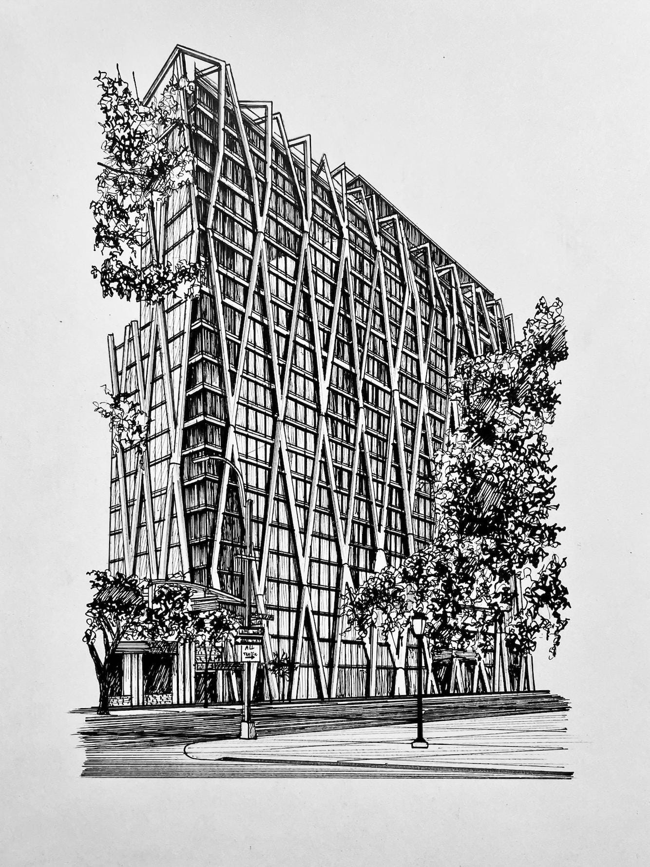 Custom Pen and Ink Building Drawing (perfect Gift for New Business ...