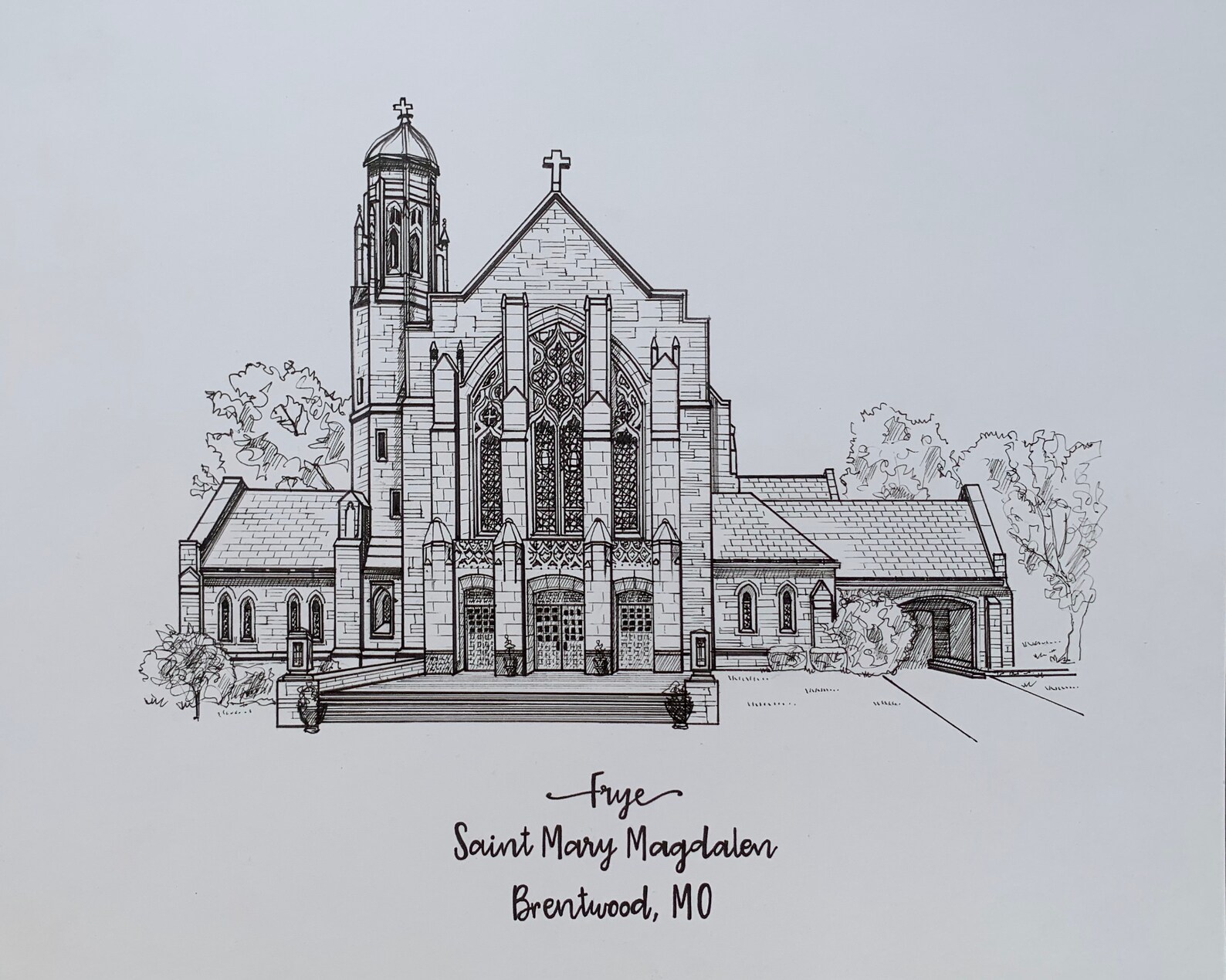 Custom Pen and Ink Church Drawing gift for Anniversary a - Etsy
