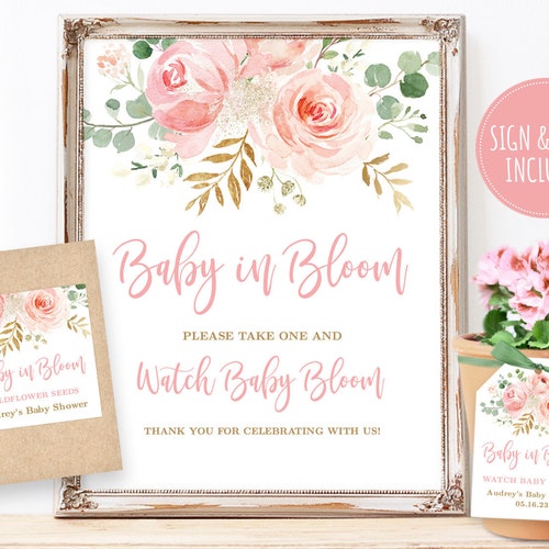 Baby in Bloom Sign Favor Label or Tag Set Printable Favor - Etsy