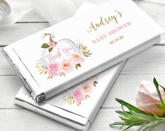 Kit Kat Printable Blush Pink Floral Candy Bar EDITABLE Template Hershey ...