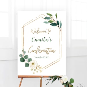 Greenery Confirmation Welcome Sign, Editable Confirmation Sign Template ...