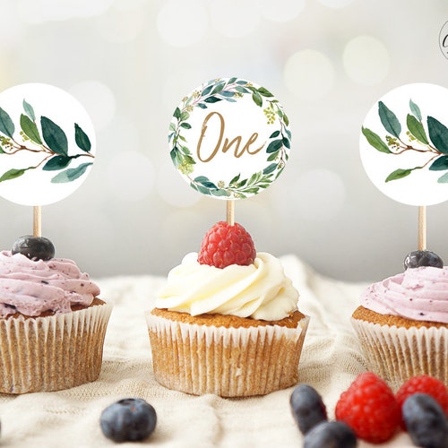 First Birthday Cupcake Toppers Printable One Cupcake Toppers - Etsy