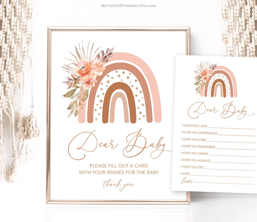 Dear Baby Game Sign & Cards, Printable Baby Shower Game, Wishes for ...