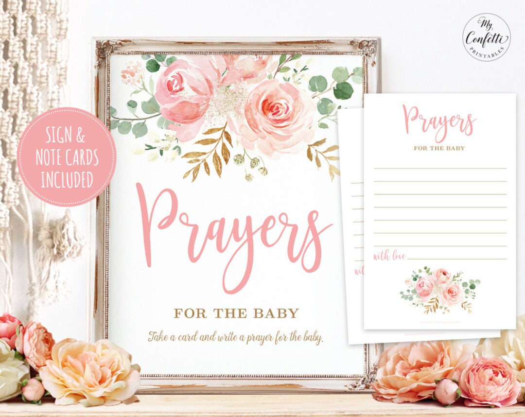 Prayers for Baby Sign and Note Cards, Printable Baby Shower Prayers for ...