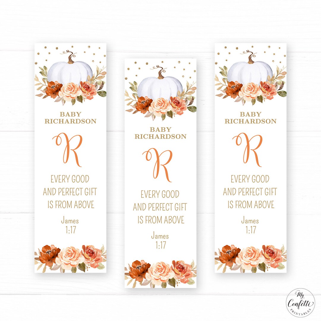 Printable Bookmark Favors, Fall, Pumpkin, Editable Bookmark Template ...