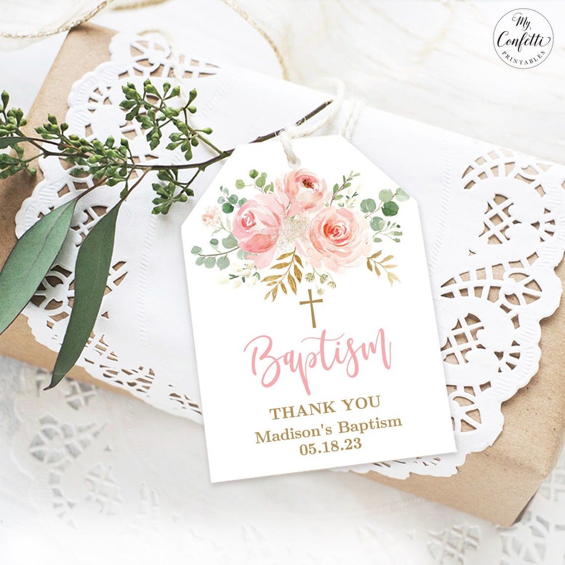 Baptism Favor Tags Printable Baptism Thank You Favor Tag | Etsy