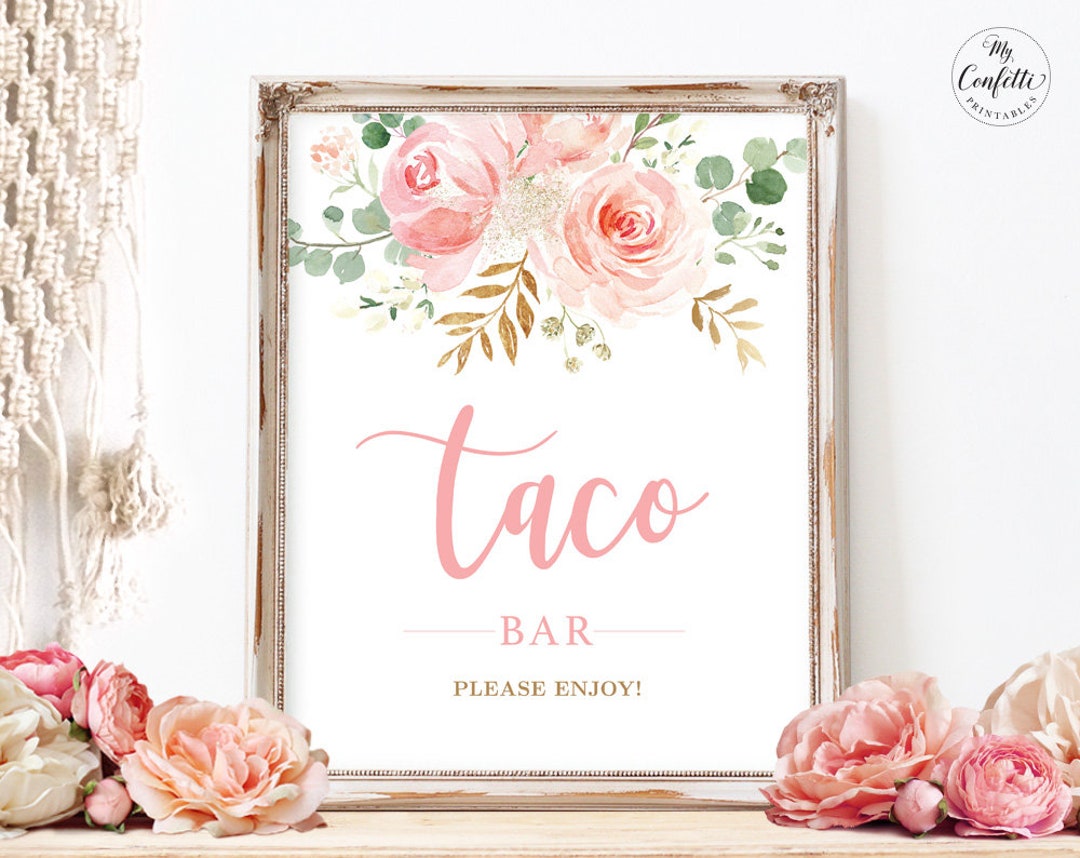 Taco Bar Sign, Printable Taco Bar Sign, Baby Shower, Birthday Party ...