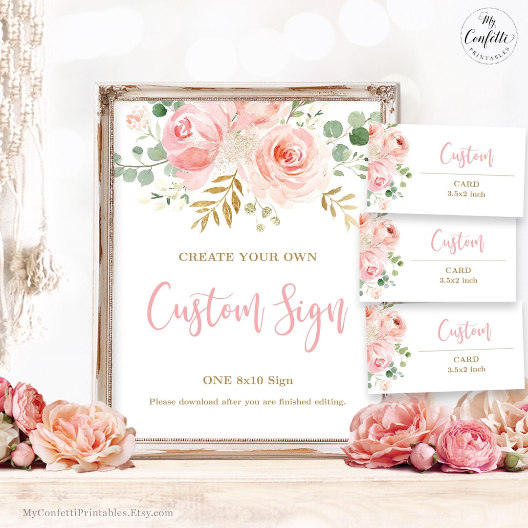 Editable Custom Sign and Card Template for ONE 8x10 Inch Sign and 3.5x2 ...