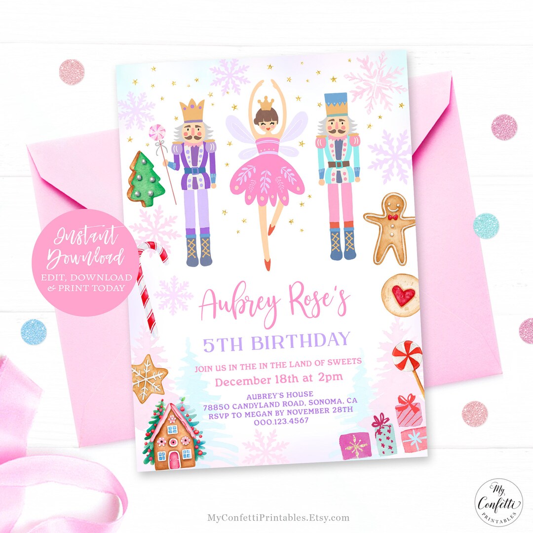 Editable Nutcracker Birthday Invitation Template, Any AGE, Girl, 5th ...