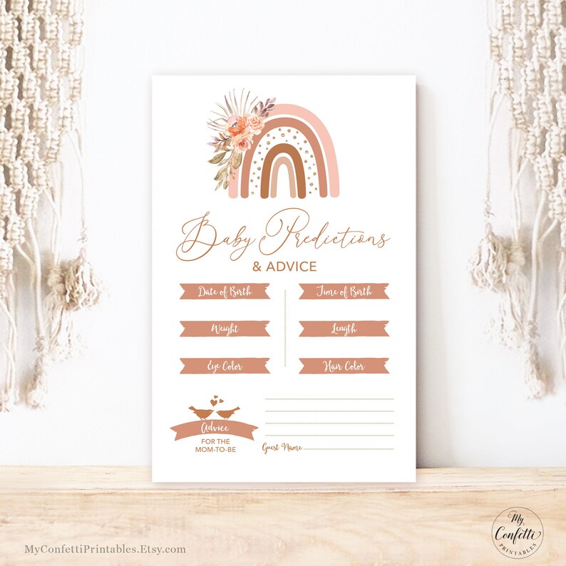 Printable Baby Shower Game Bundle Pink Boho Rainbow Six - Etsy