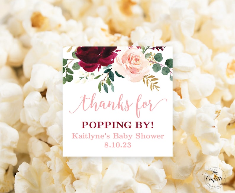 Thanks for Popping By Favor Tag or Label Template Popcorn - Etsy