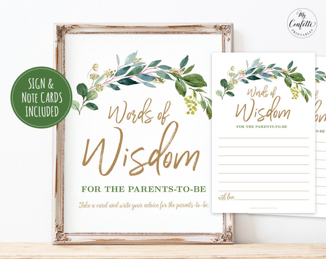 Advice for Parents-to-be or Mom-to-be Sign and Note Cards, Printable ...
