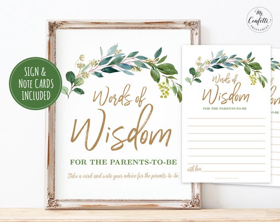 Advice for Parents-To-Be or Mom-To-Be Sign and Note Cards | Etsy