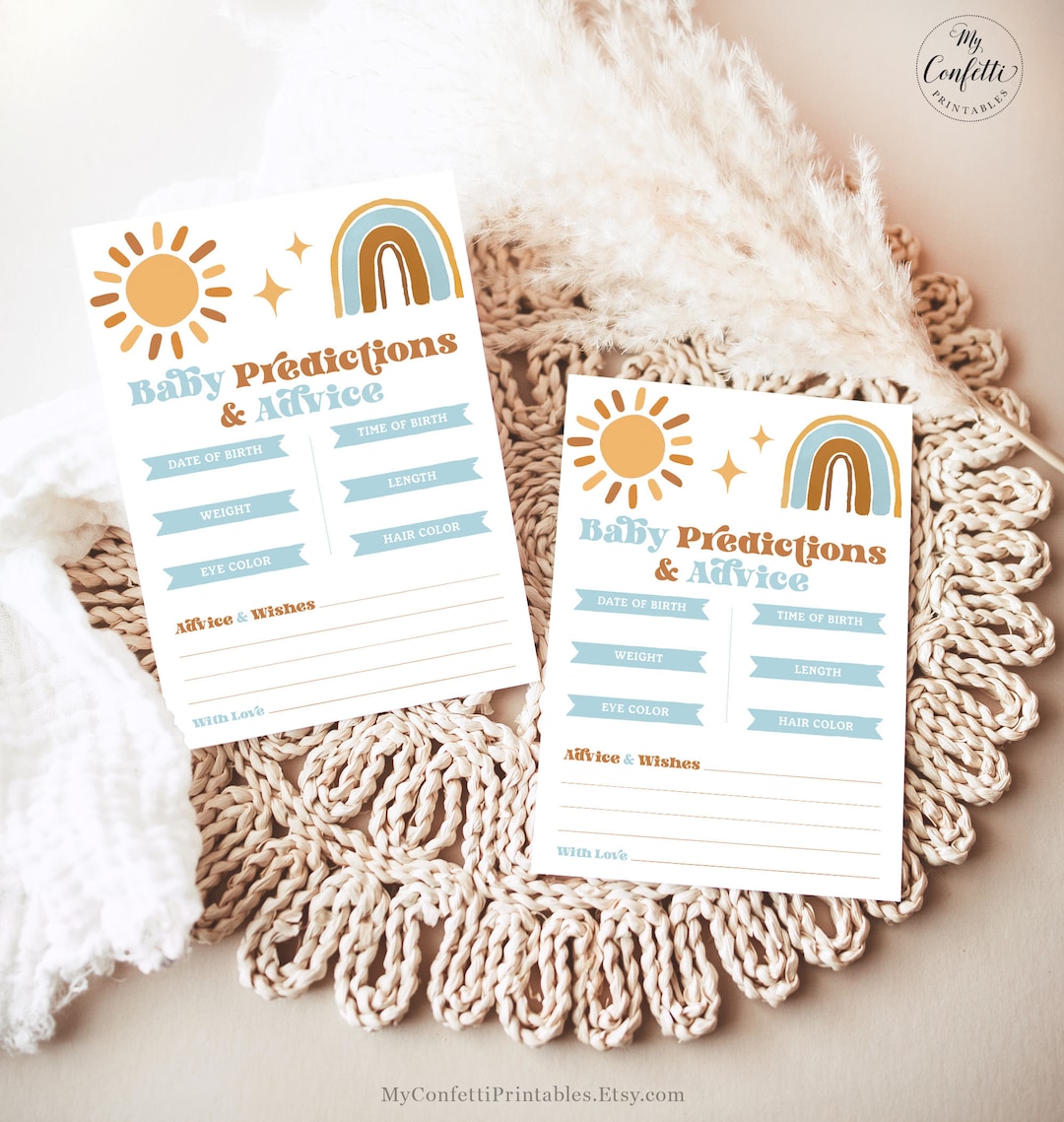 Baby Predictions & Advice Game, Printable Baby Shower Game Cards ...