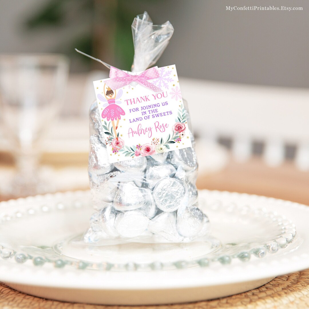 Editable Square Nutcracker Birthday Favor Tag Template, Sugar Plum ...
