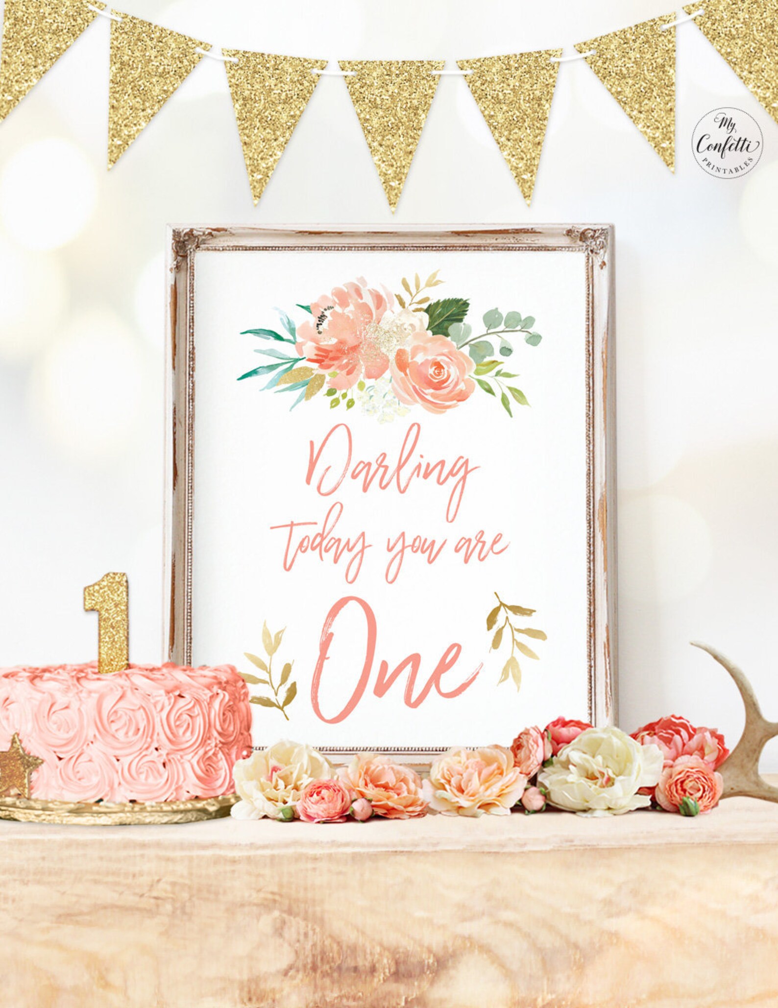 First Birthday Poster Sign Printable Baby's 1st Birthday - Etsy