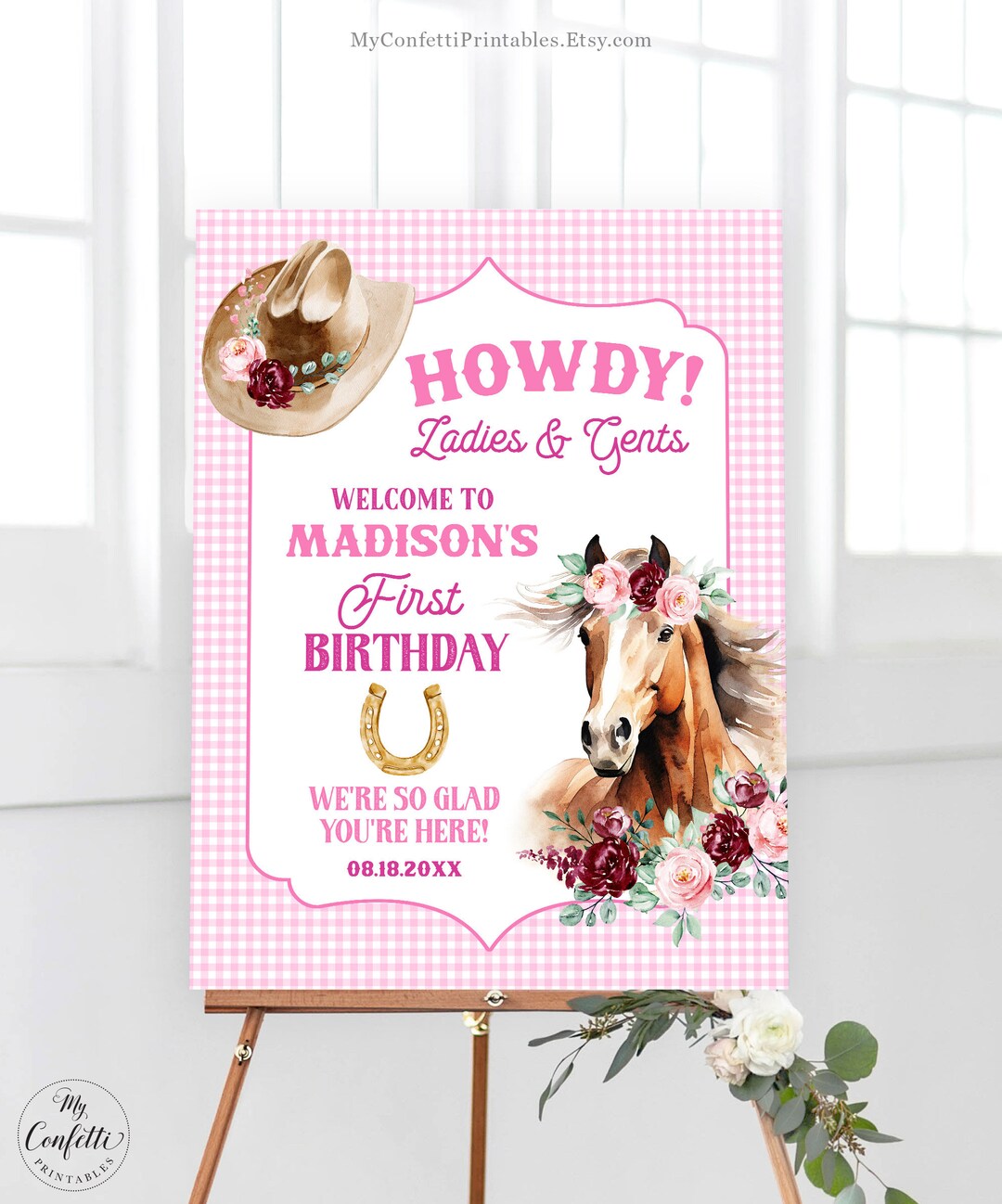 Editable Any AGE Cowgirl Birthday Welcome Sign Template, Western ...