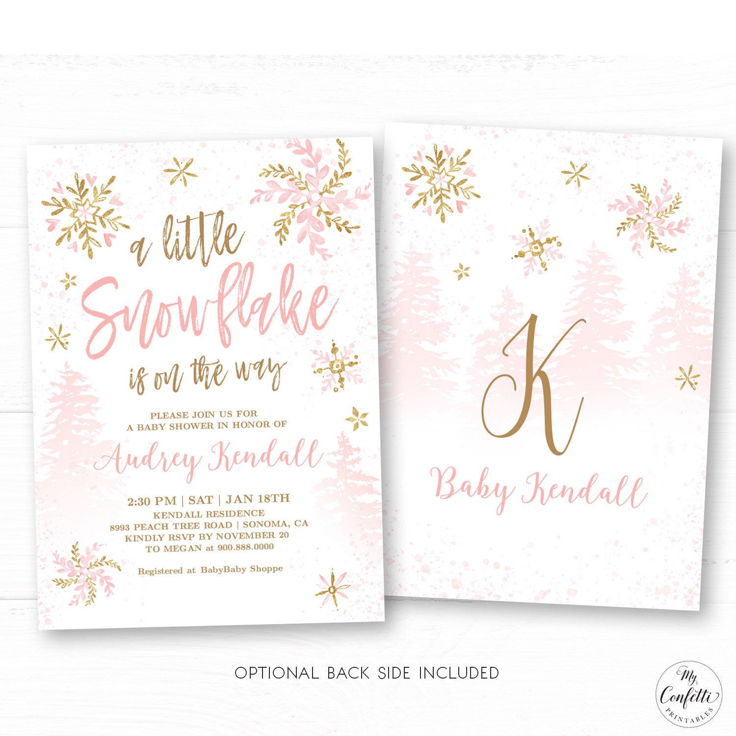 Snowflake Baby Shower Invitation Bundle Printable Invitation | Etsy