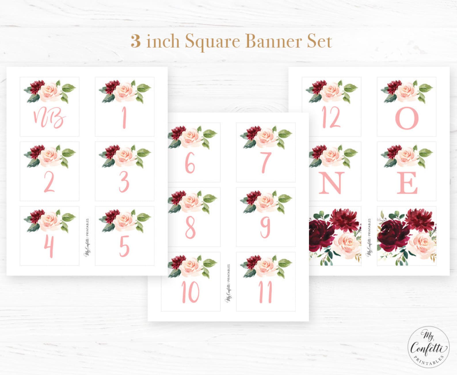 Baby Milestone Banner Set, Newborn to 12 Months Banner, "one" Banner ...