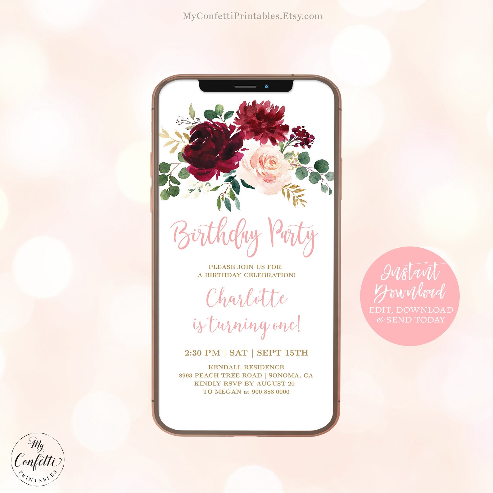 Any Age Digital Birthday Invitation Electronic Birthday - Etsy