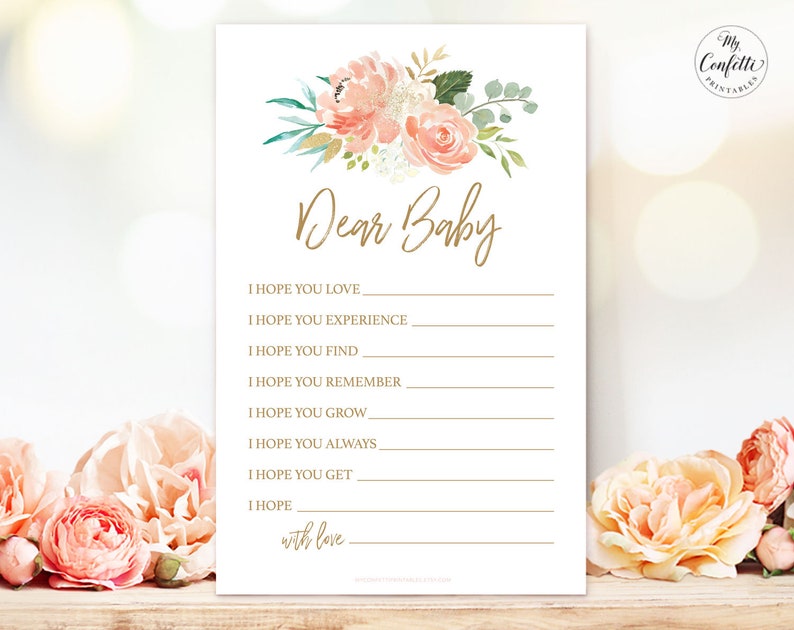 Printable Dear Baby Game Baby Shower Game Peach Blush | Etsy