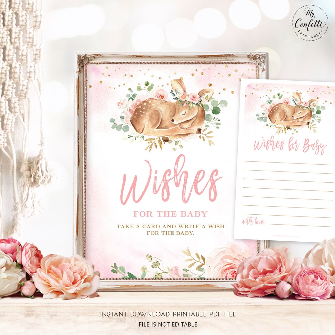 Wishes for the Baby Sign and Note Cards, Printable Baby Shower Activity ...
