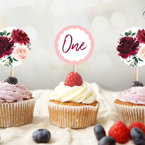 First Birthday Cupcake Toppers Printable One Cupcake Toppers - Etsy
