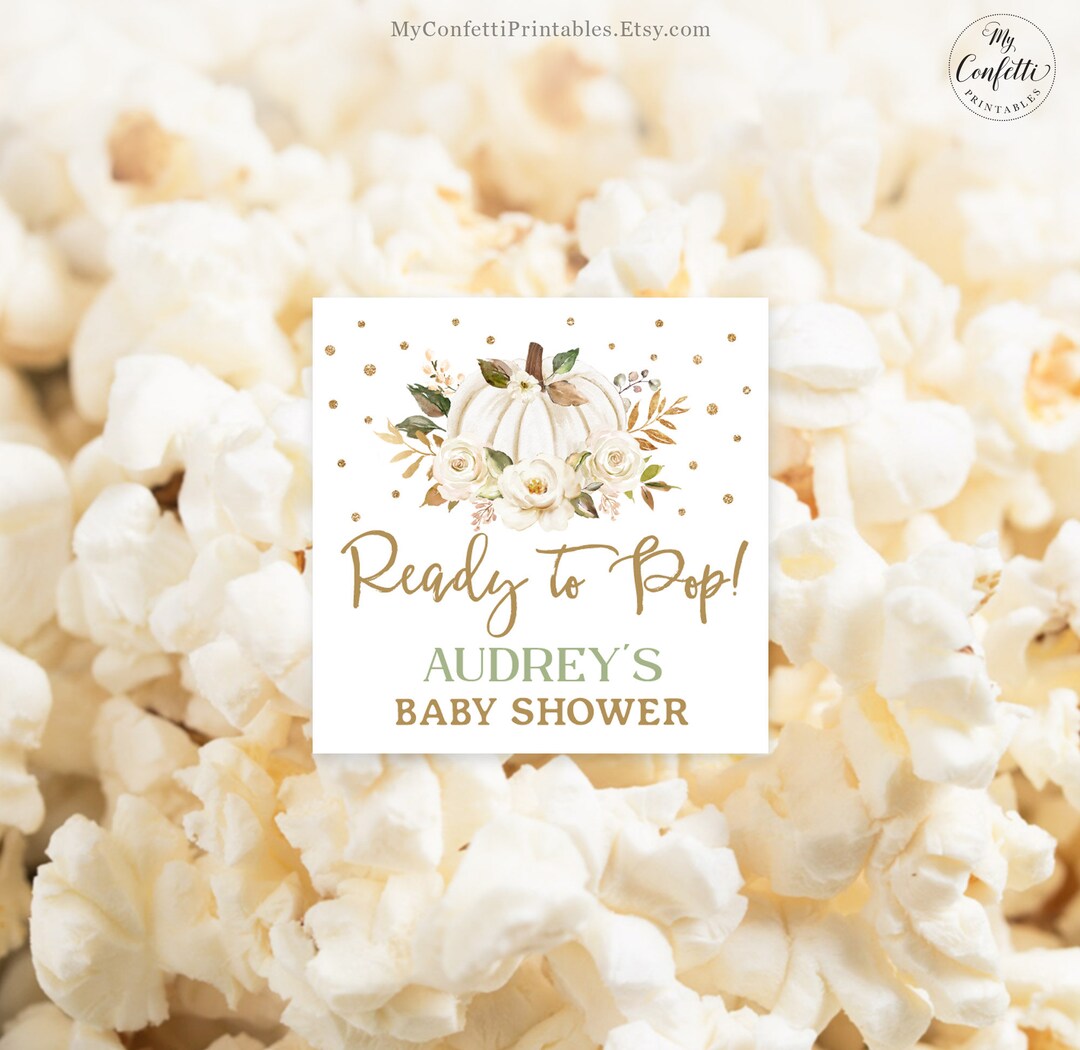 Ready to Pop Favor Label or Tag, Editable Baby Shower Favor Square Tag ...