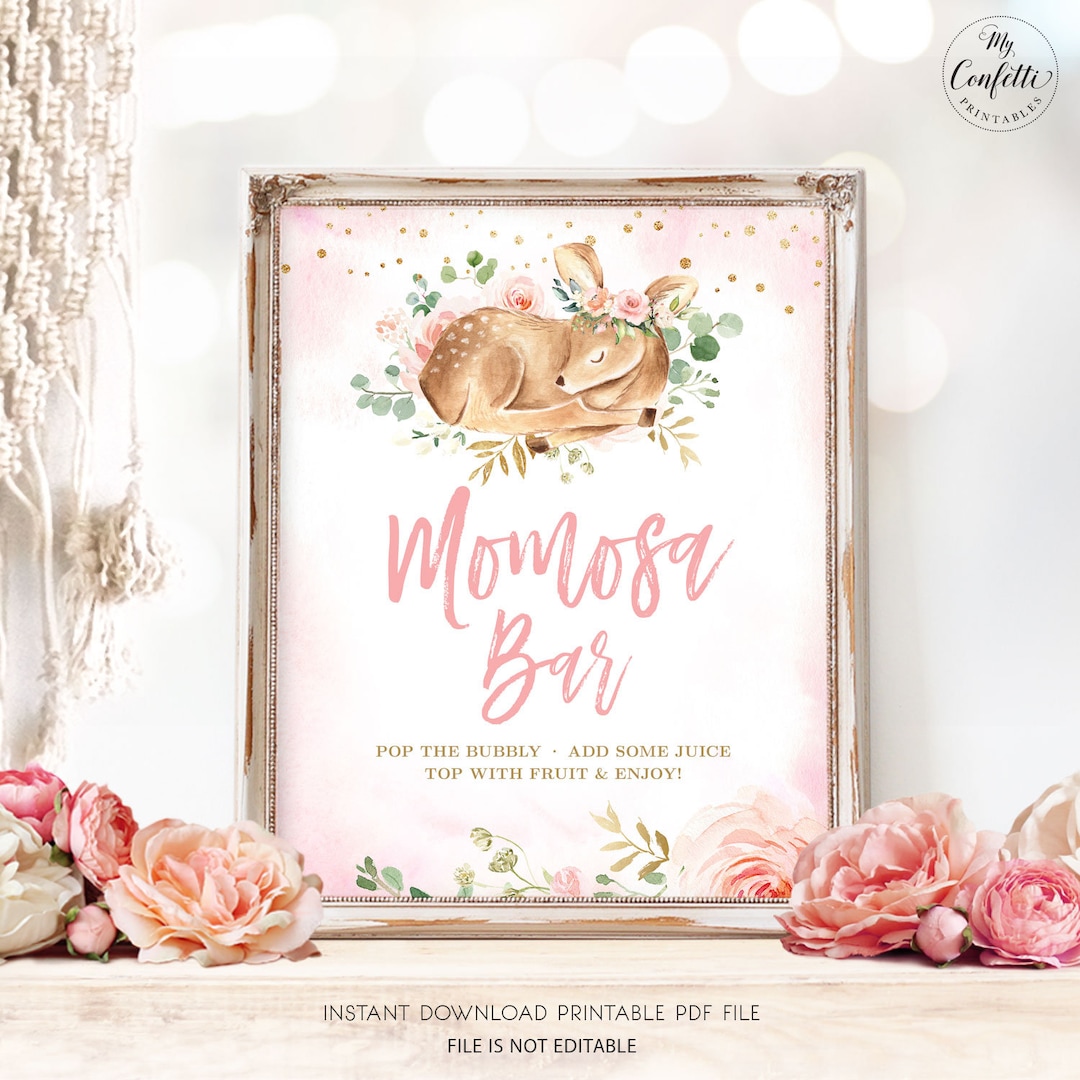 Momosa Bar Sign, Printable Baby Shower Momosa Bar Sign, Girl Baby ...