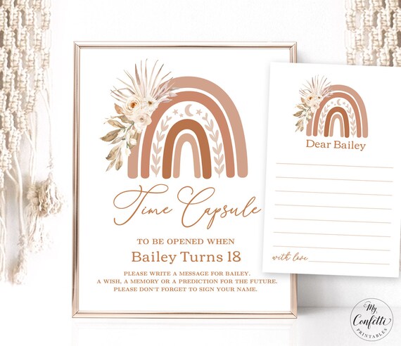 Time Capsule Sign and Message Cards Editable Birthday Time | Etsy