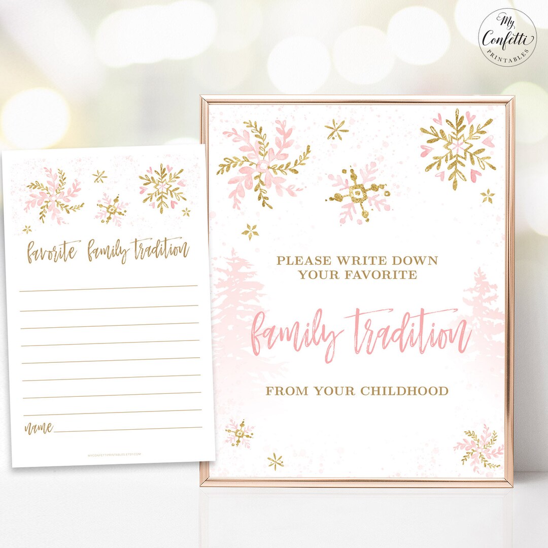 Family Traditions Sign and Card Template, Printable Baby Shower ...
