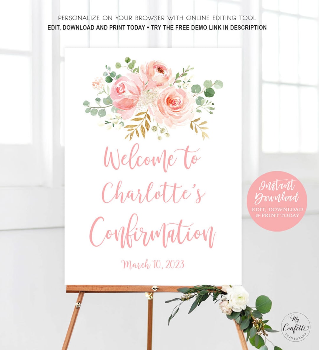 Confirmation Welcome Sign, Editable Confirmation Welcome Sign Template ...