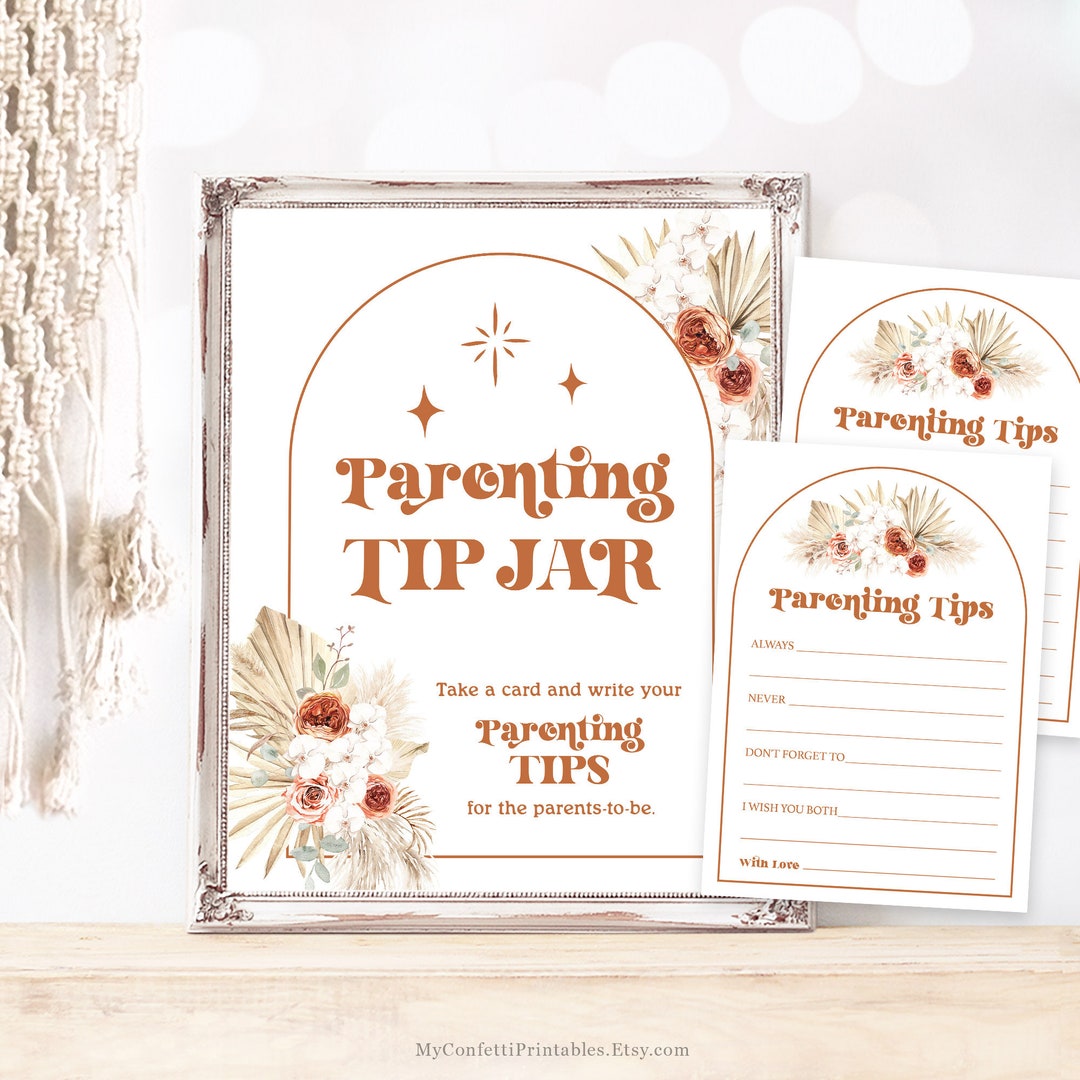 Parenting Tip Jar Sign and Cards, Printable, Advice for Parents-to-be ...