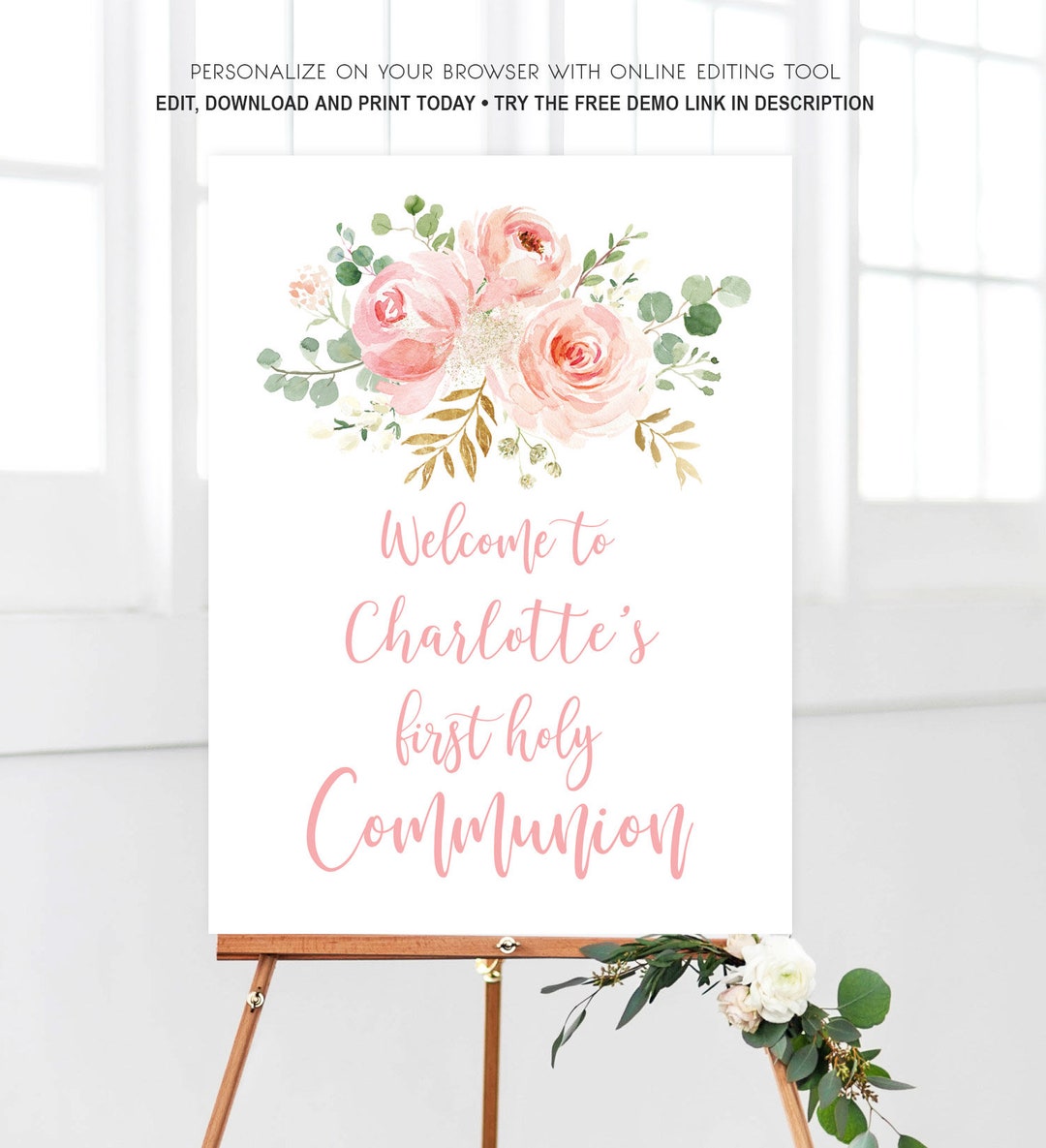 First Holy Communion Welcome Sign, Printable First Communion Welcome ...