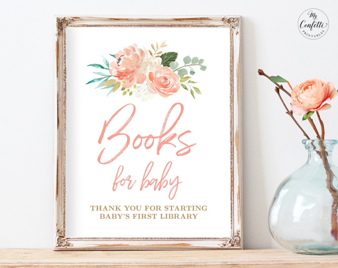 Books for Baby Sign, Printable Baby Shower Book for Baby Sign, Peach ...
