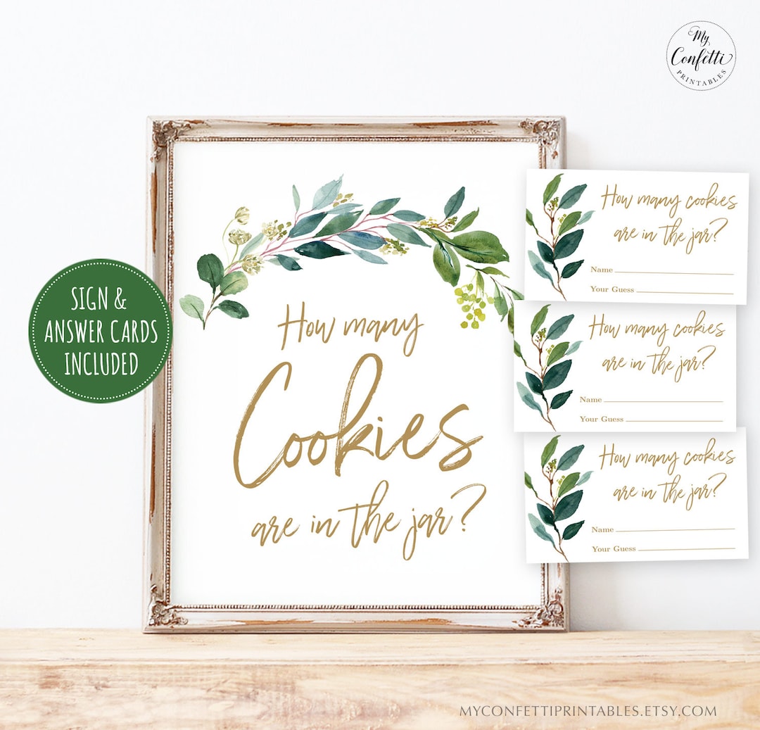 How Many Cookies Are in the Jar? Baby Shower Game Sign and Answer Cards ...